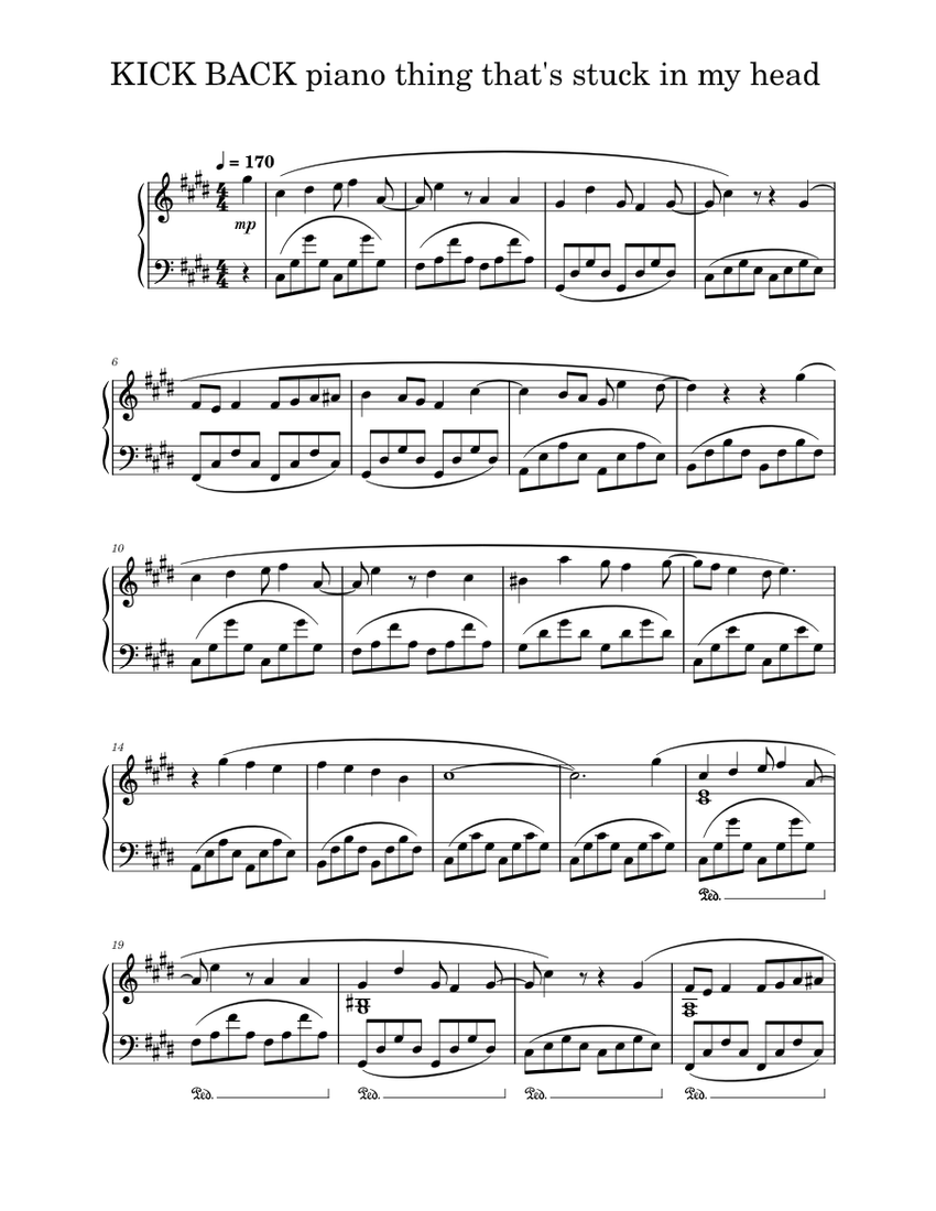 this one bit of KICK BACK that's stuck in my head Sheet music for Piano ...