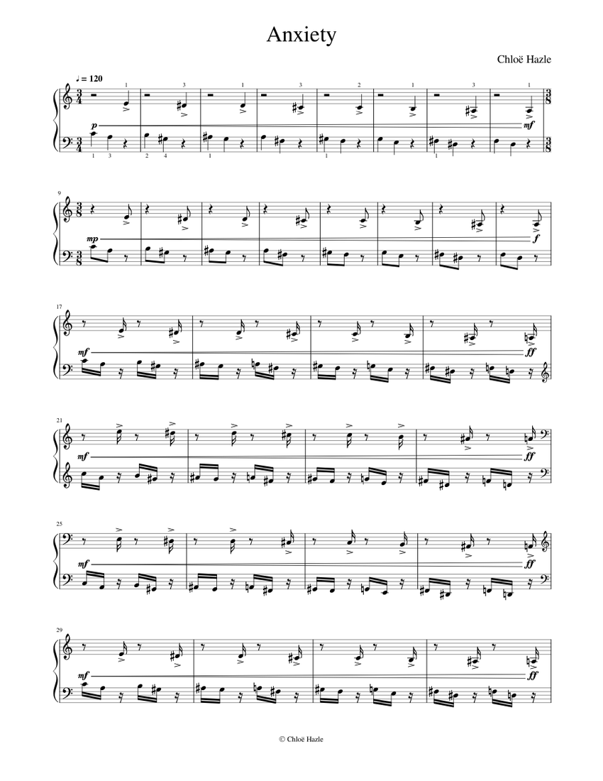 Anxiety Sheet music for Piano (Solo) | Musescore.com