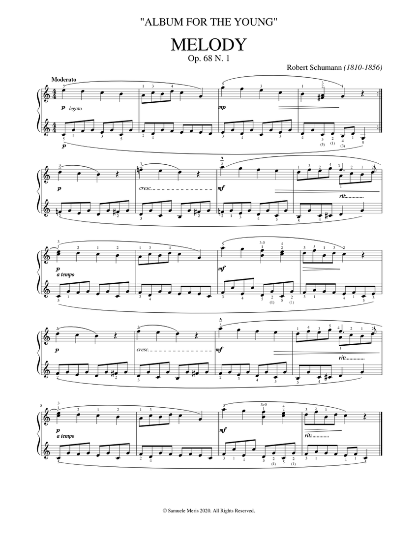 MELODY - Op. 68 N. 1 Sheet Music for Piano (Solo) | MuseScore.com