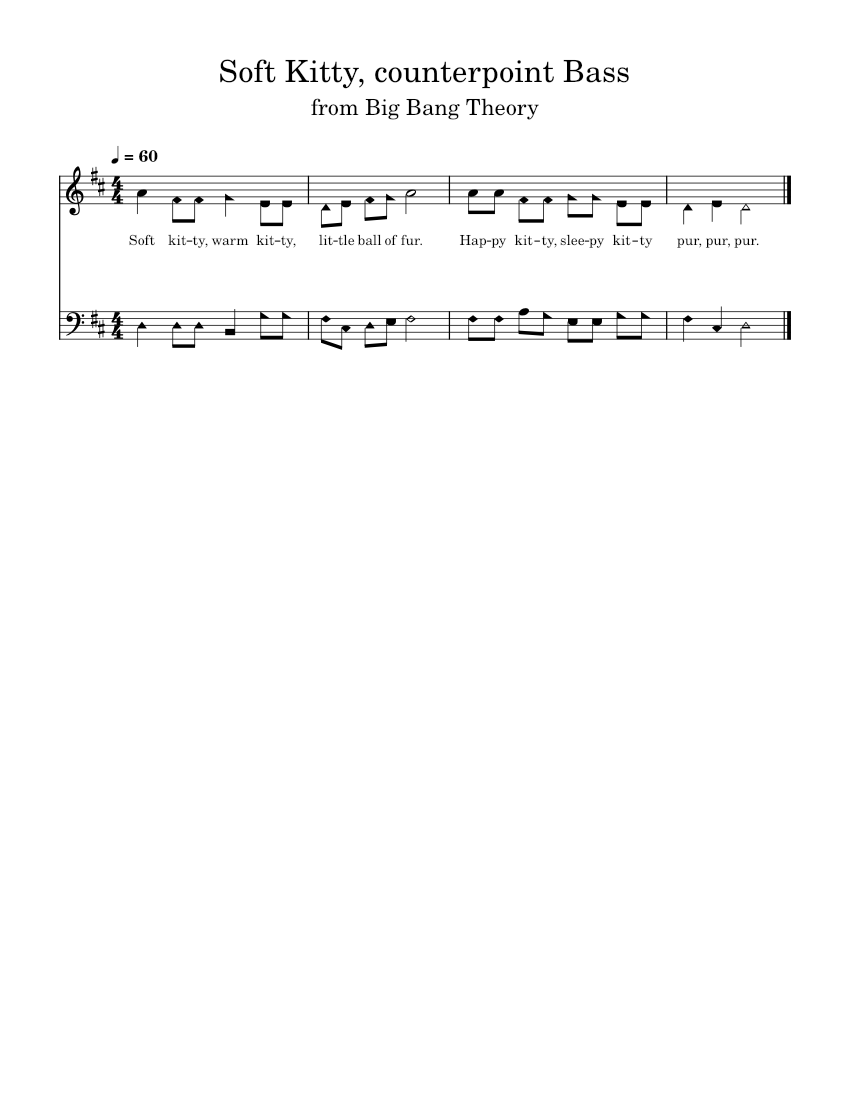 Soft Kitty Sheet music for Soprano, Bass voice (Mixed Duet) | Musescore.com