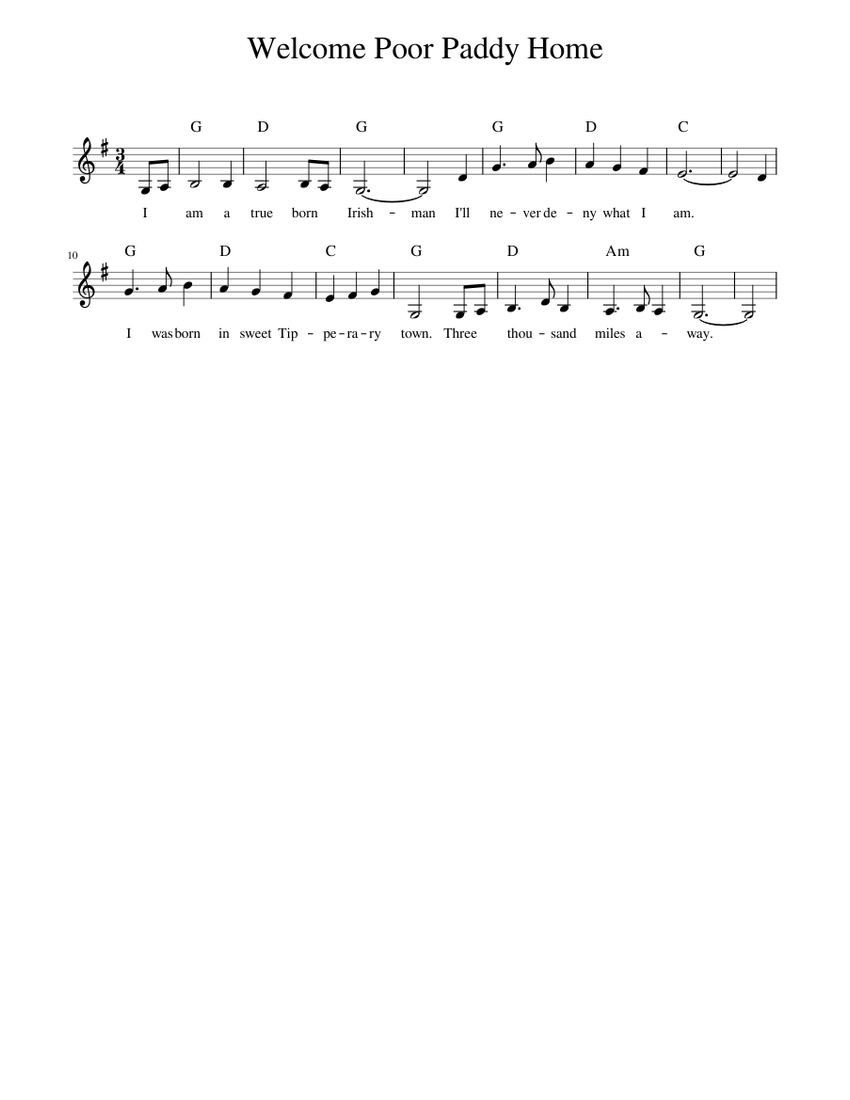 Welcome Poor Paddy Home Sheet music for Piano (Solo) Easy | Musescore.com