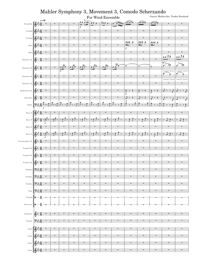 Symphony No.3 – Gustav Mahler Sheet music for Trombone, Tuba, Trumpet piccolo, Flugelhorn & more ...