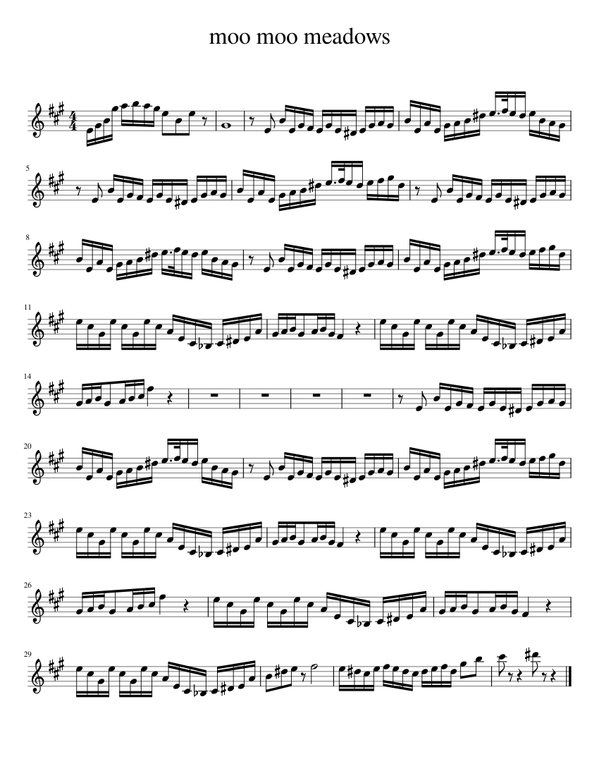 Moo Moo Meadows Sheet Music for Saxophone alto (Solo) | MuseScore.com