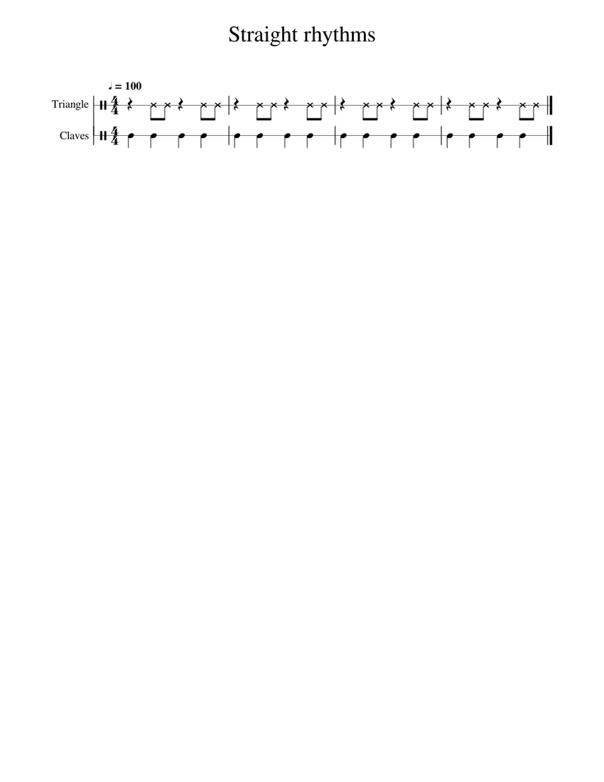 Straight rhythms Sheet music for Triangle, Claves (Mixed Duet ...