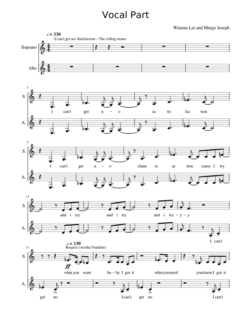 Vocal Part Sheet music for Soprano, Alto (Choral) | Musescore.com