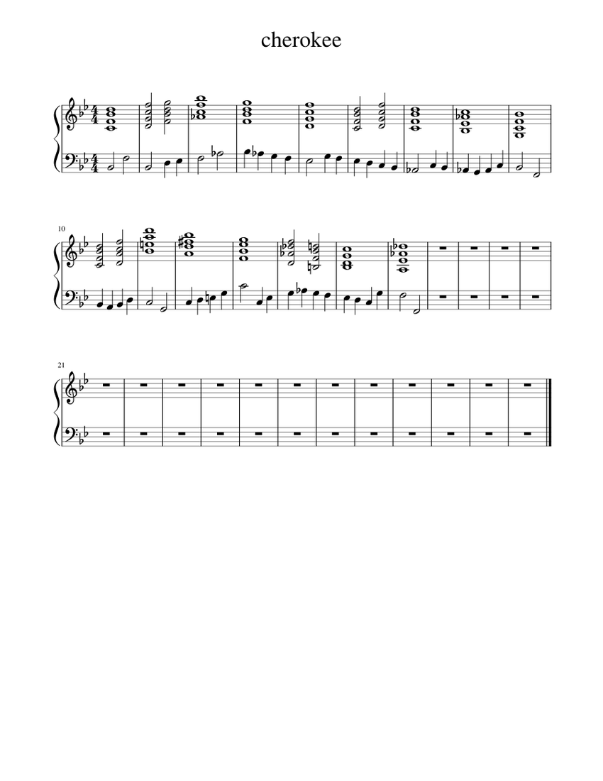 cherokee Sheet music for Piano (Solo) Easy | Musescore.com