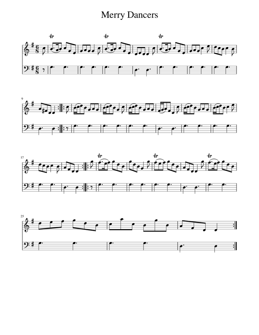 Merry Dancers Sheet music for Piano (Piano Duo) | Musescore.com