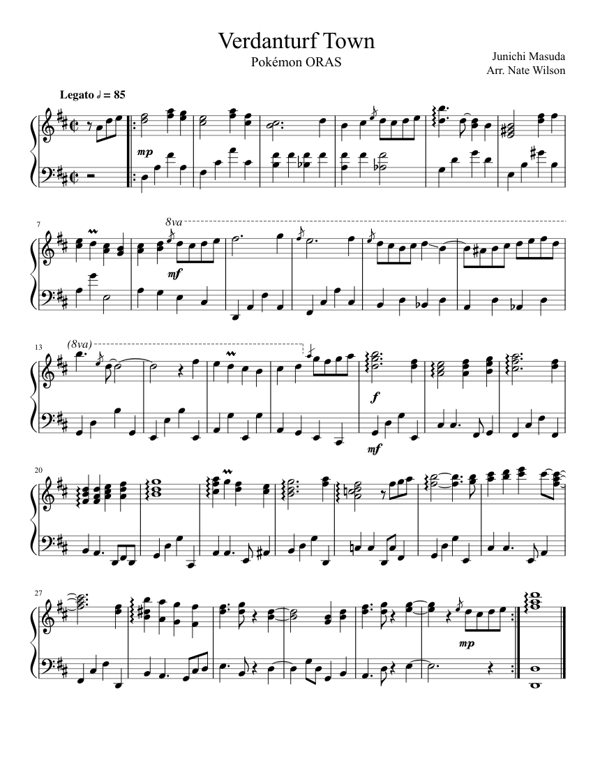 Verdanturf Town - Pokémon ORAS (for piano) Sheet music for Piano (Solo ...