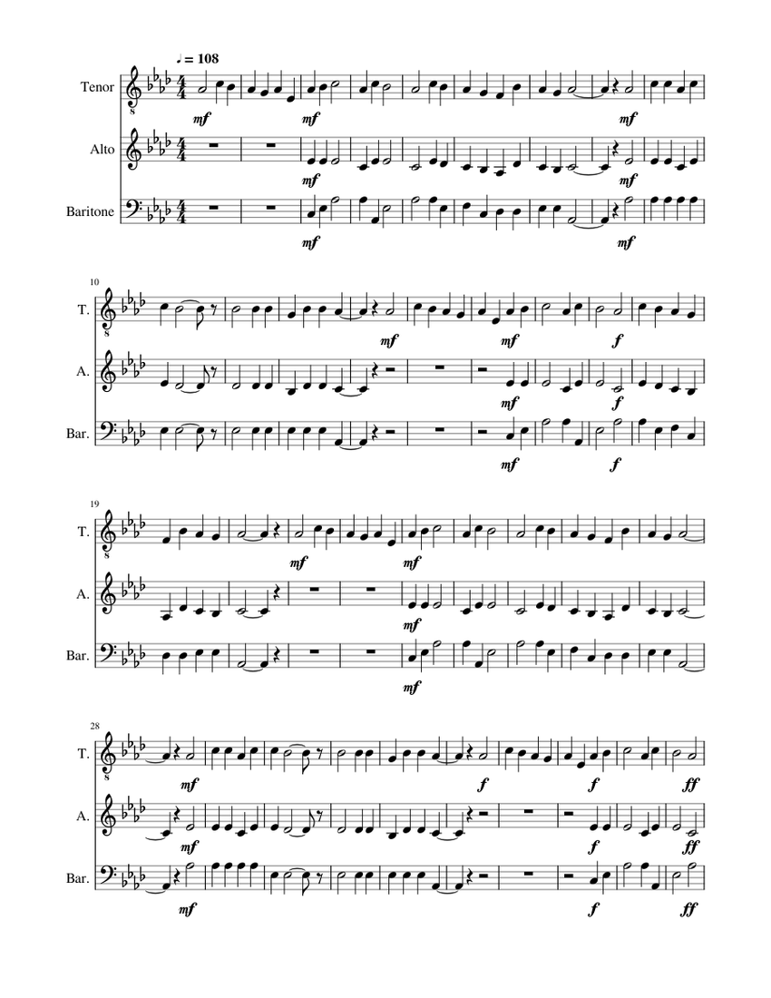 Ar Gyfer Heddiw'r Bore - Welsh Plygain Sheet Music for Alto, Tenor ...