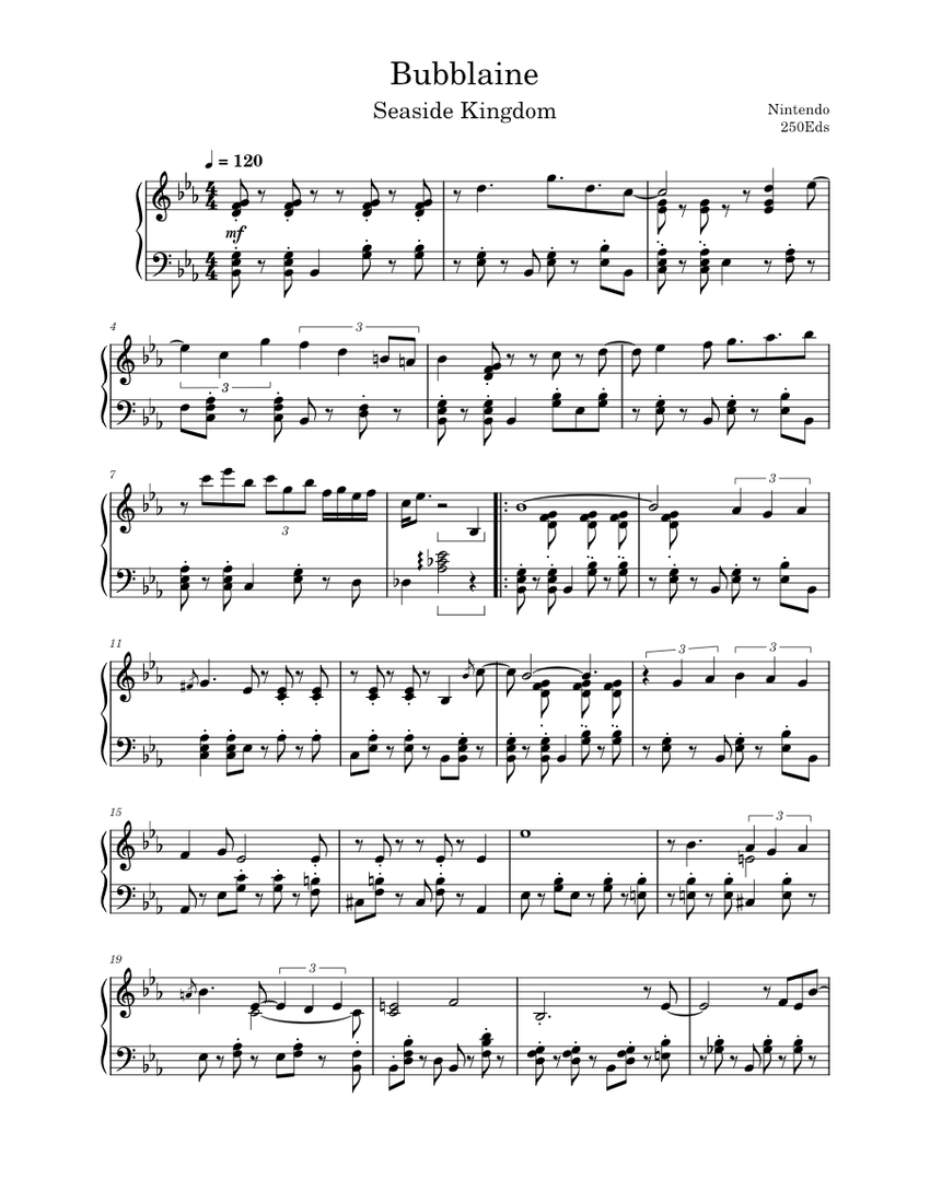 Bubblaine Sheet Music for Piano (Solo) | MuseScore.com