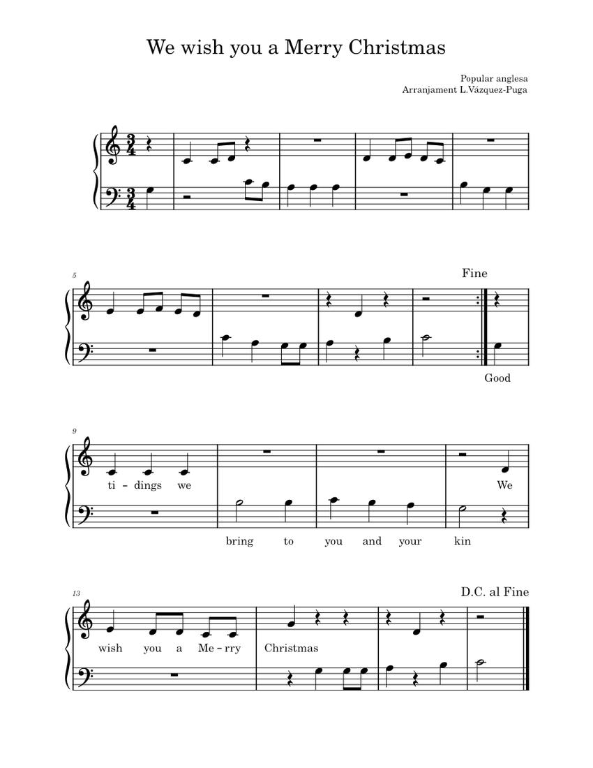 We wish you a merry christmas – Misc Christmas Piano Sheet music for ...