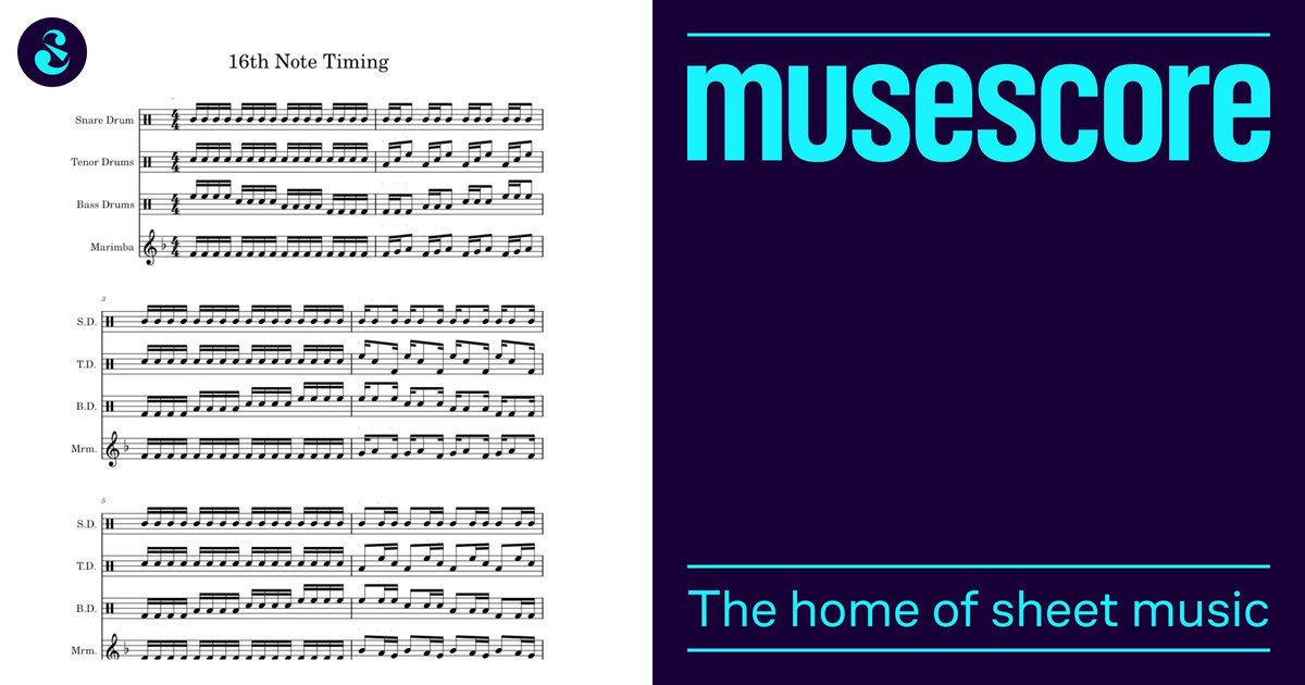 16th Note Timing Sheet music for Marimba, Synthesizer, Trumpet other ...