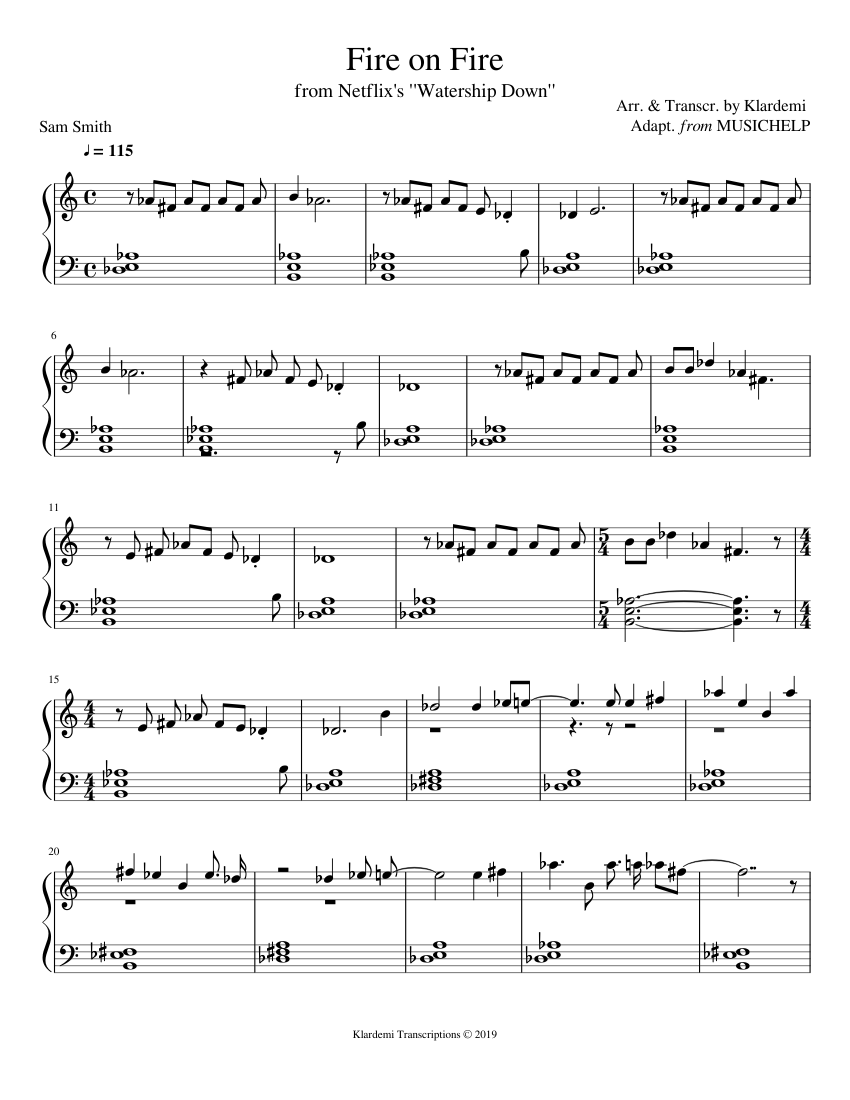 Sam Smith - Fire on Fire Sheet Music for Piano (Solo) easy | MuseScore.com