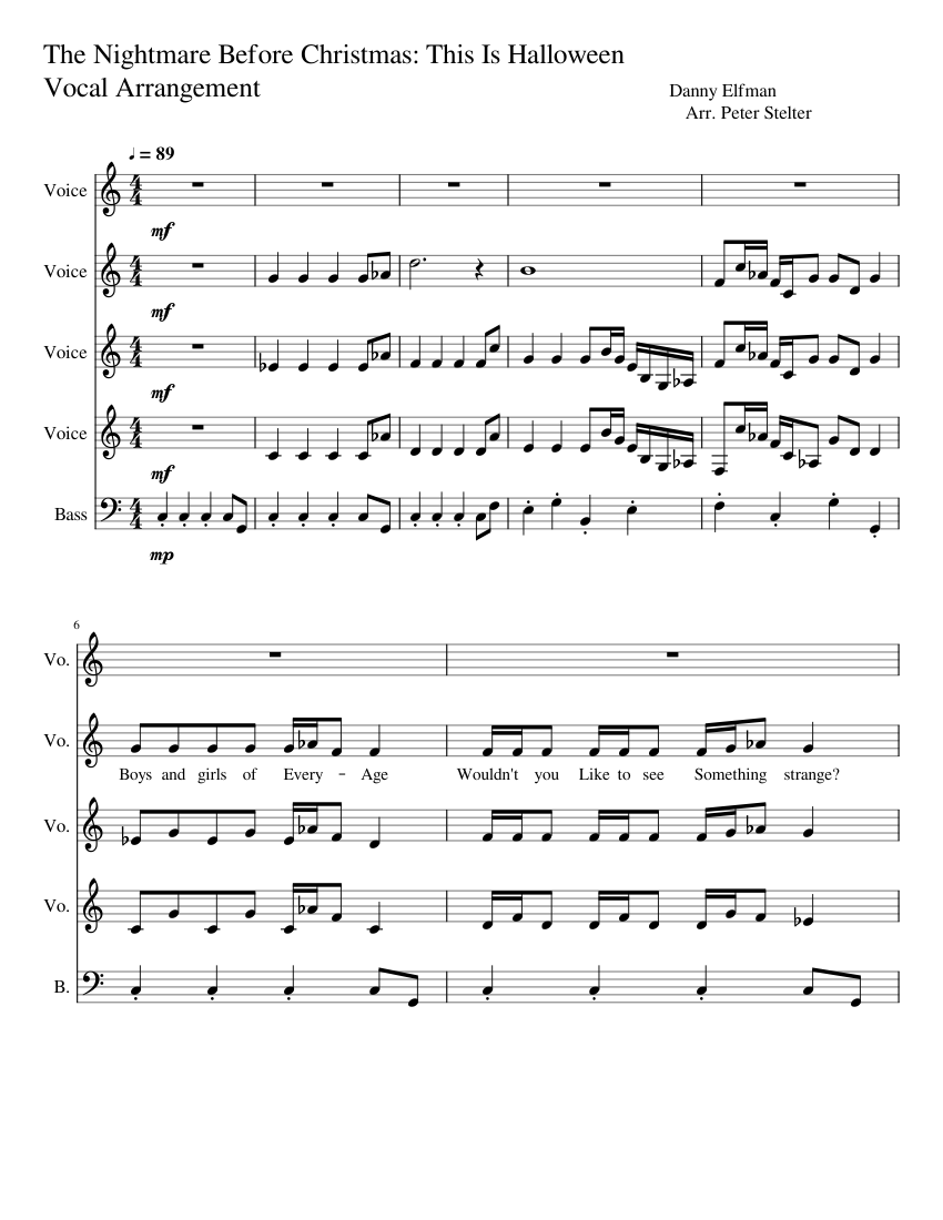This Is Halloween Vocal Arrangement Edited (WIP) Sheet music for Bass ...