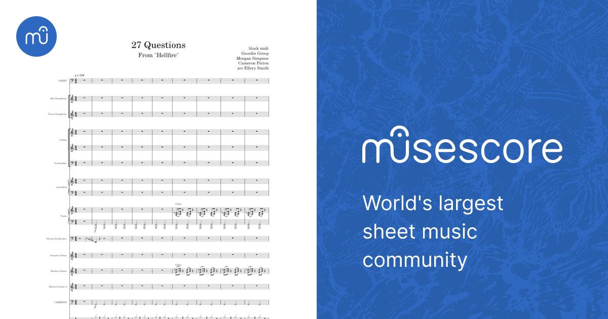 27 Questions – black midi - Transcription Sheet Music with Chords for Piano, Accordion ...