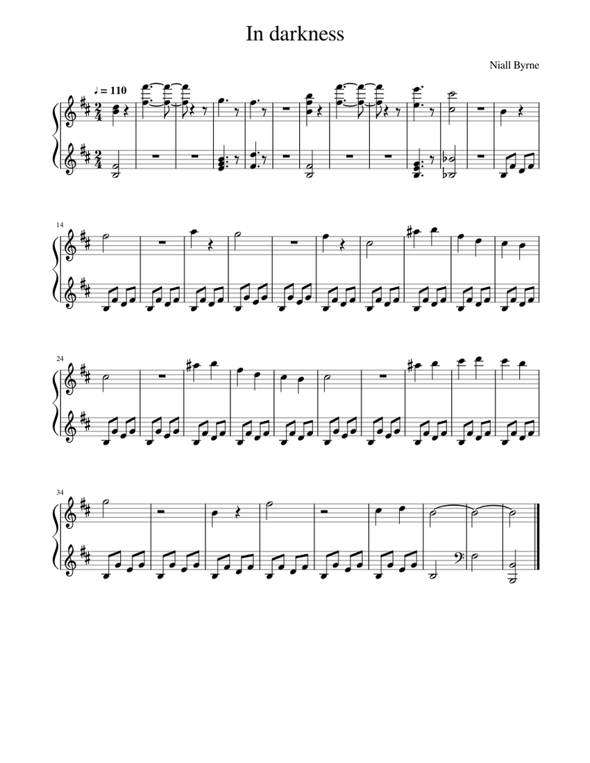 In darkness Sheet Music for Piano (Solo) easy | MuseScore.com