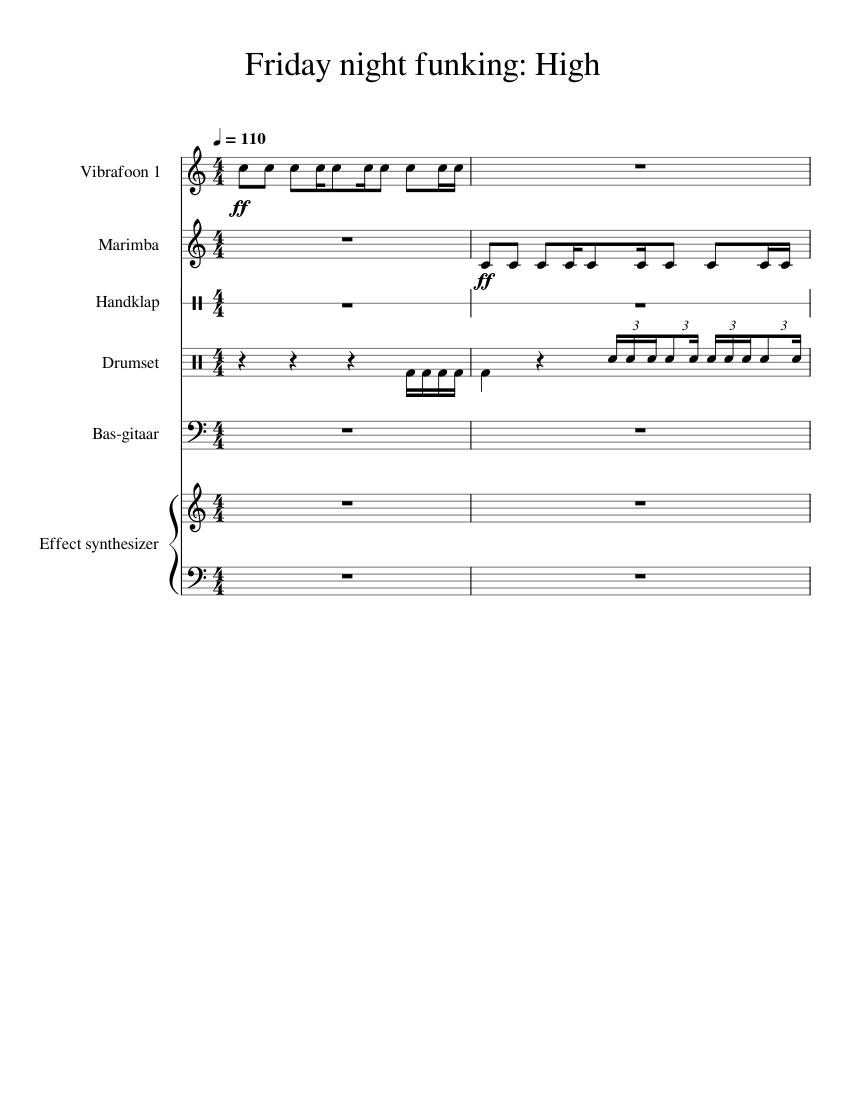 FNF 2/3 Week 4 (High and Satin Panties) Sheet music for Vibraphone ...