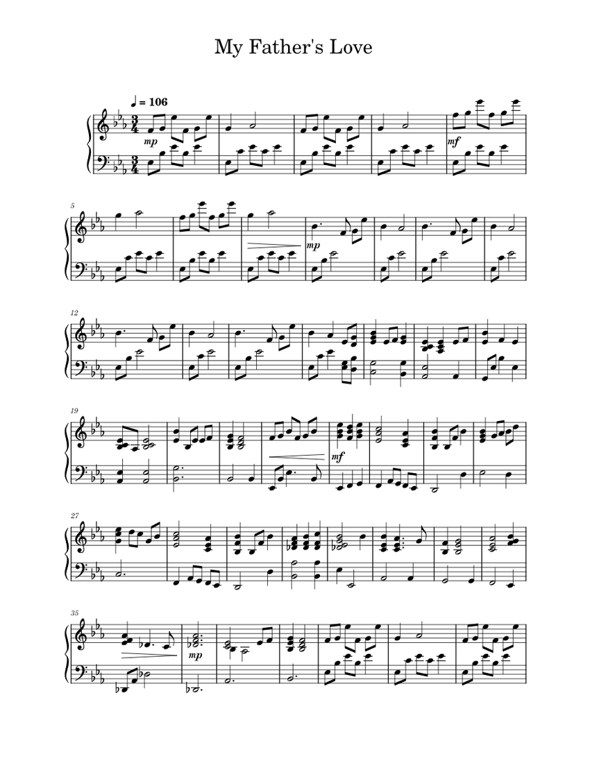 My_Father's_Love Sheet music for Piano (Solo) | Musescore.com