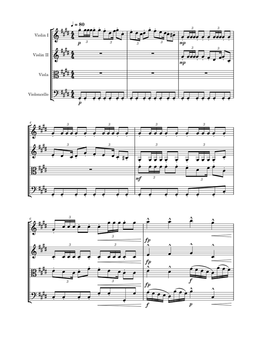 Classyical Sheet music for Violin, Viola, Cello (String Quartet ...