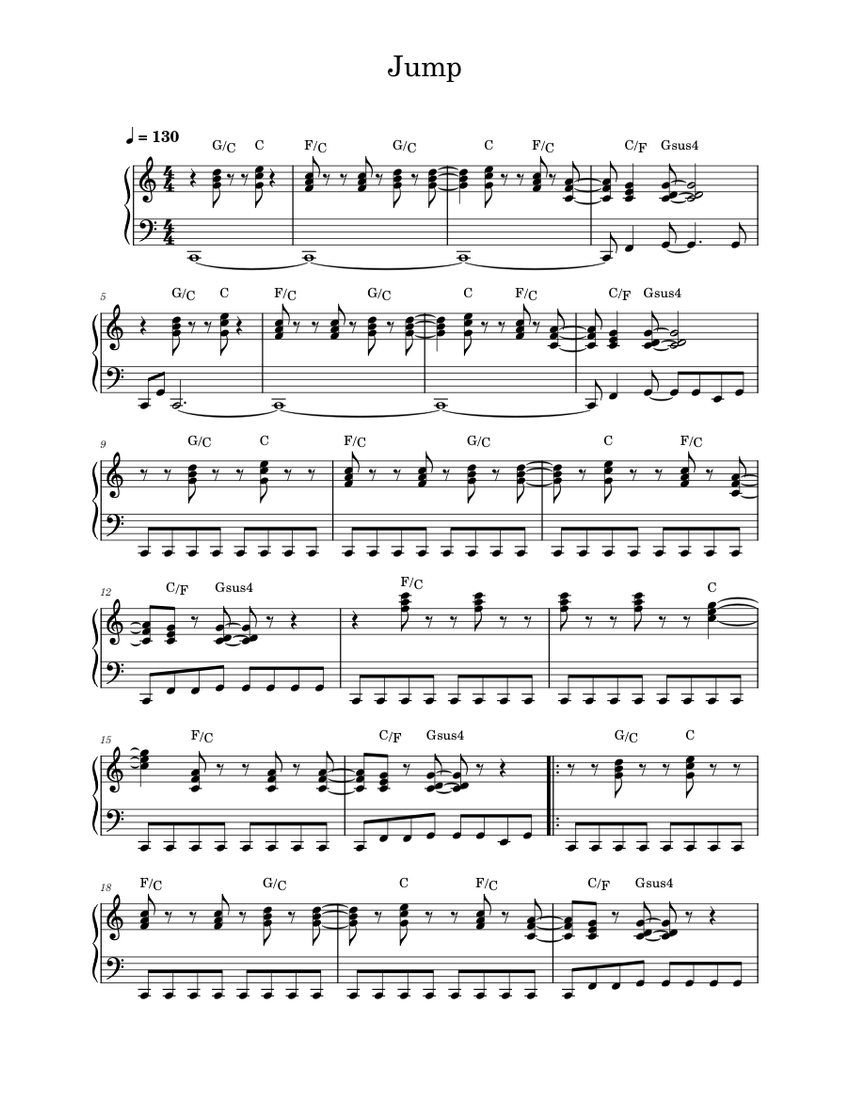 Jump – Van Halen Sheet Music with Chords for Piano (Solo) easy ...