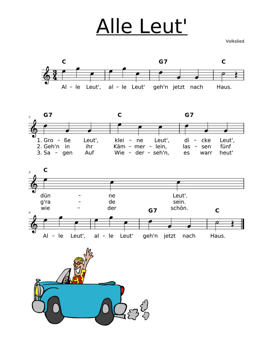 Alle Leut (gehn jetzt nach Haus) – Volkslied Sheet music for Piano ...