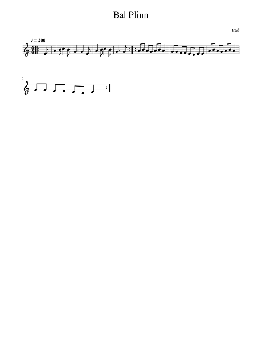 Traditional music - Bal Plinn Sheet music for Piano (Solo) Easy ...