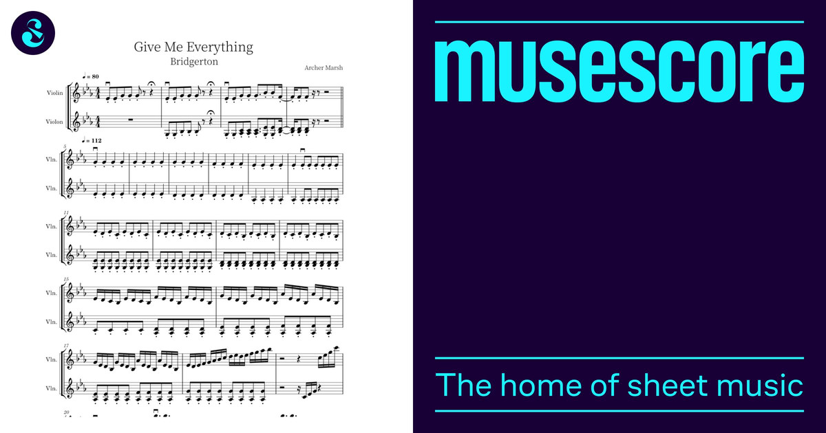 Give Me Everything – Archer Marsh Violin Duo Sheet Music for Violin ...