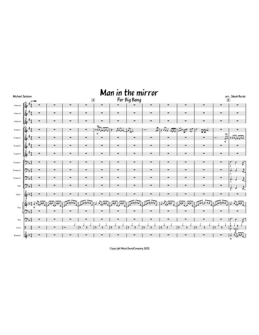 Man in the Mirror - Michael Jackson/arr. Jakub Burda Sheet music for ...