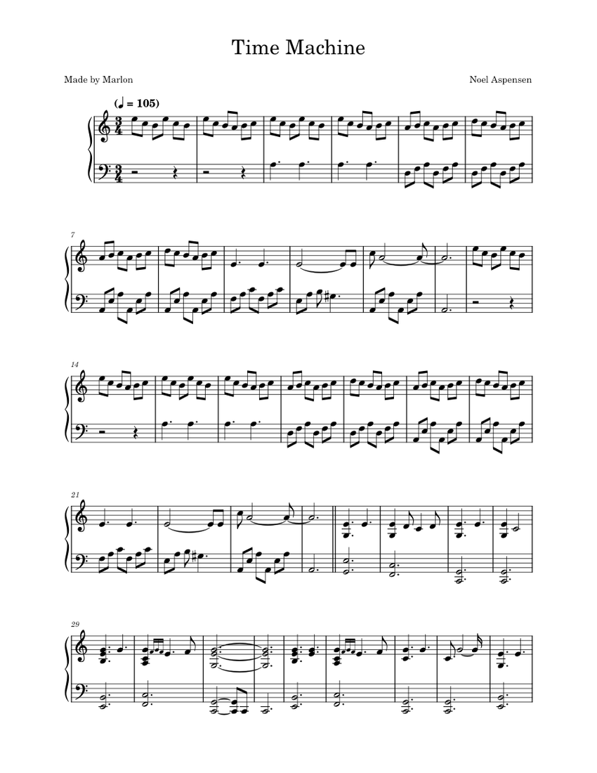 Time Machine Sheet music for Piano (Solo) | Musescore.com