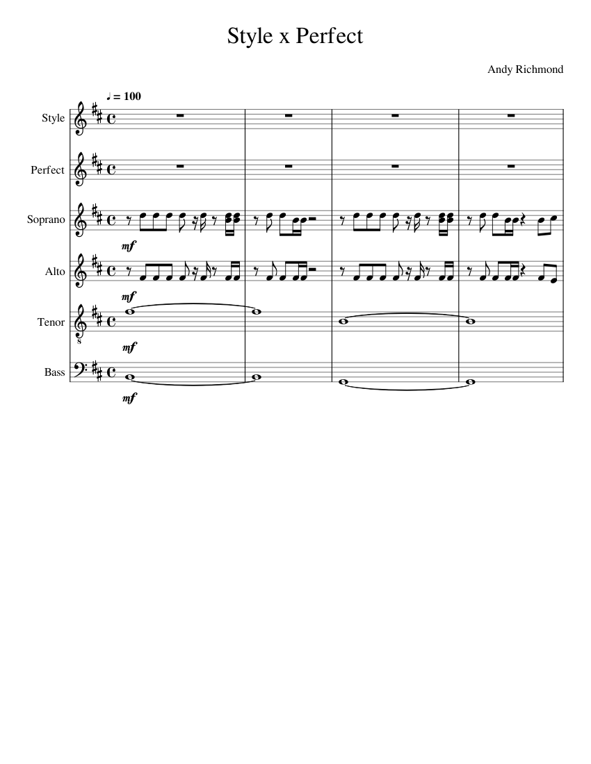 Style x Perfect Sheet Music for Piano (Mixed Ensemble) | MuseScore.com