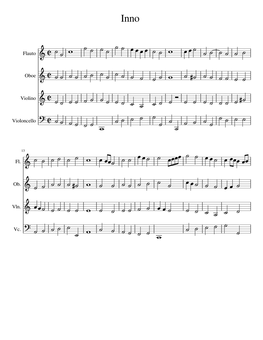 Inno Sheet music for Flute, Oboe, Violin, Cello (Mixed Quartet ...