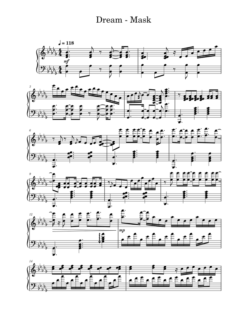 Dream - Mask Sheet Music for Piano (Solo) | MuseScore.com