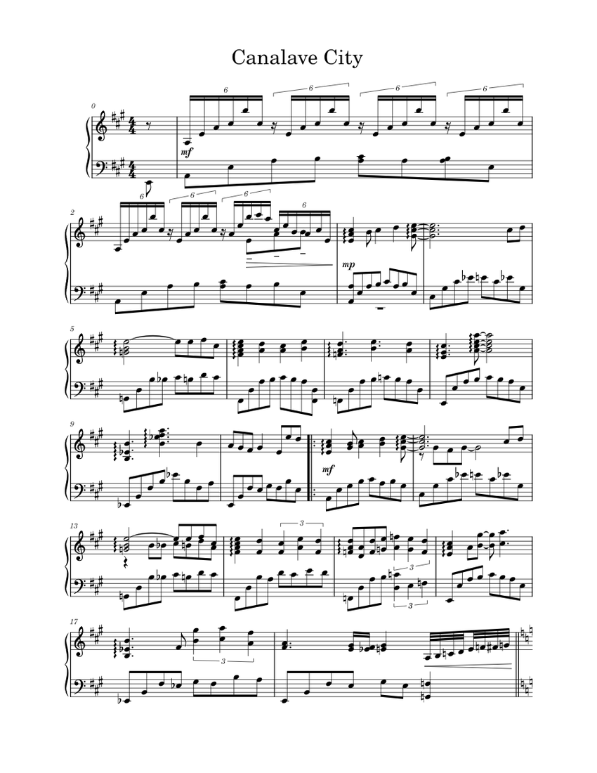 Canalave City (Pokemon DPP OST) Sheet Music for Piano (Solo ...