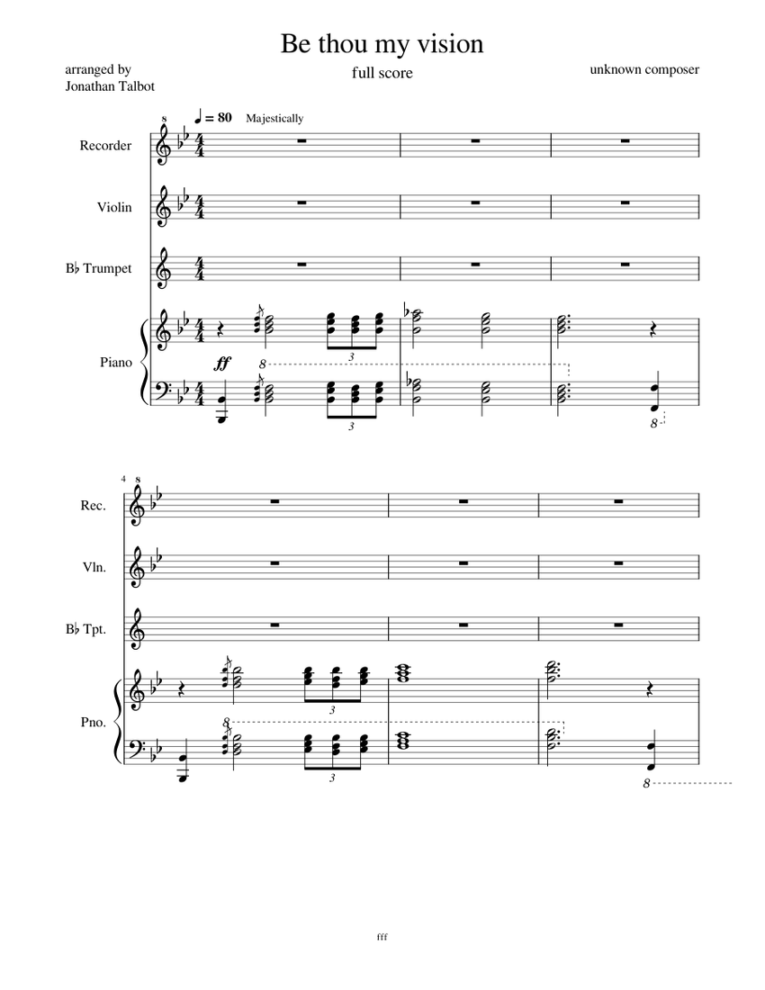Be thou my vision Sheet music for Piano, Trumpet in b-flat, Violin ...