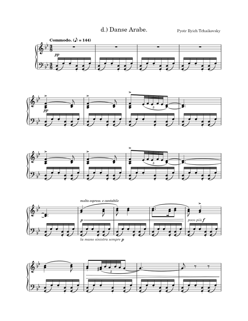 Arabian Dance from "The Nutcracker" for Piano Solo - Pyotr Ilyich ...