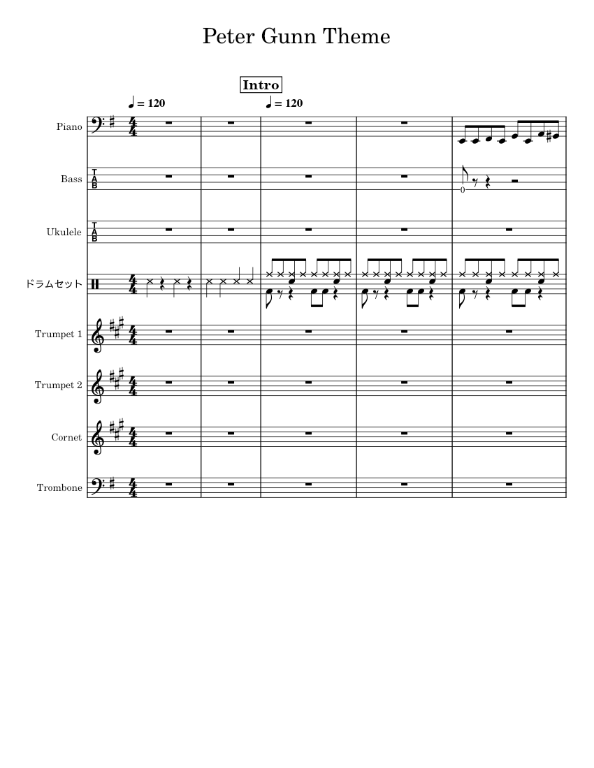 Peter gunn theme – Henry Mancini Sheet music for Piano, Trombone, Cornet, Trumpet in b-flat ...