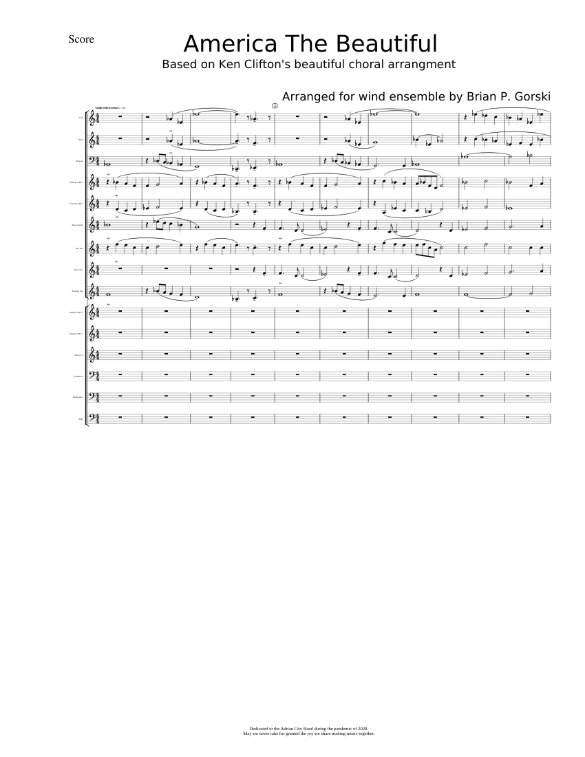 America The Beautiful arr. by Brian P Gorski after Ken Clifton Sheet ...