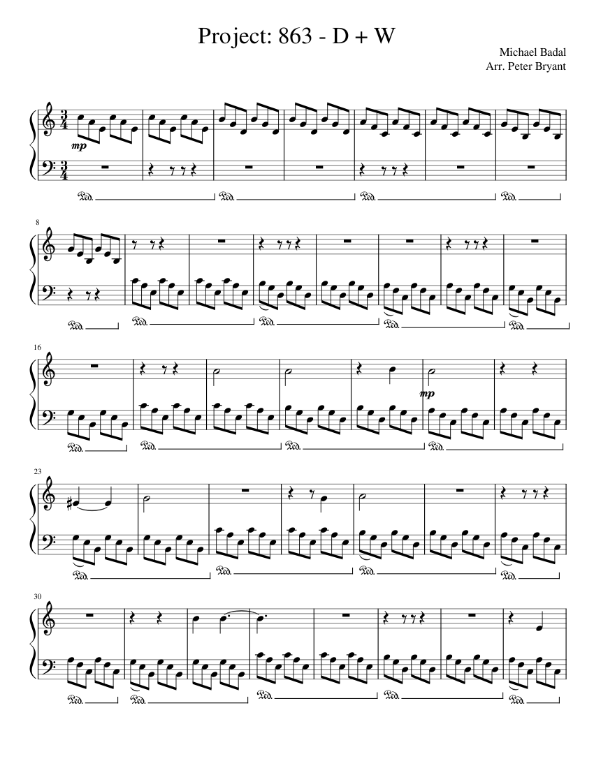 Project: 863 - D+W (Love Theme) Sheet Music for Piano (Solo) Easy ...