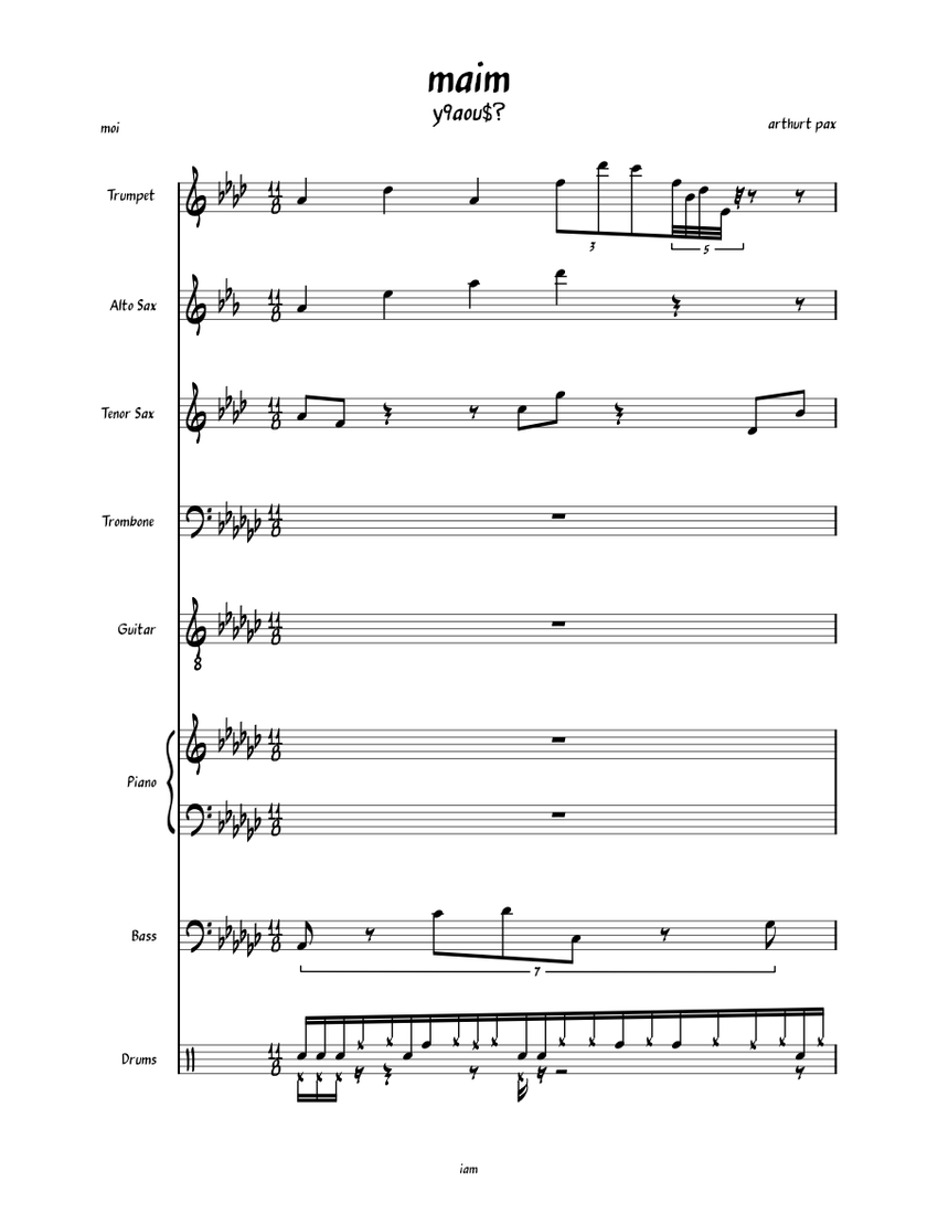 maim Sheet music for Piano, Trombone, Saxophone alto, Saxophone tenor ...