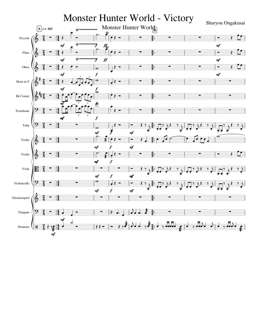 Monster Hunter World - Victory Fanfare (WIP) Sheet Music for Trombone ...