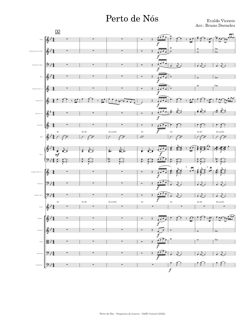 Perto de Nós – Evaldo Vicente Sheet music for Piano, Trombone, Vocals, Flute & more instruments ...