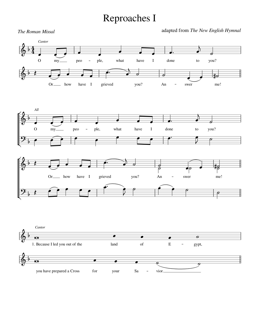 The Reproaches Sheet Music for Female, Male (Choral) | MuseScore.com