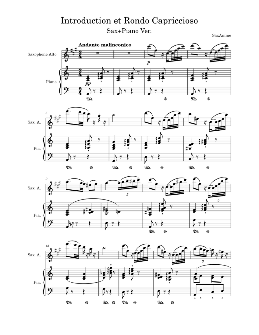 Introduction et Rondo Capriccioso Sax/Piano - Your lie in April OST ...