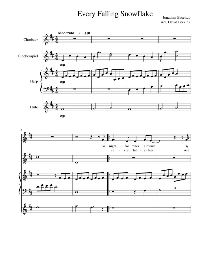 Every Falling Snowflake - Jonathan Bacchus Sheet music for Piano, Flute ...