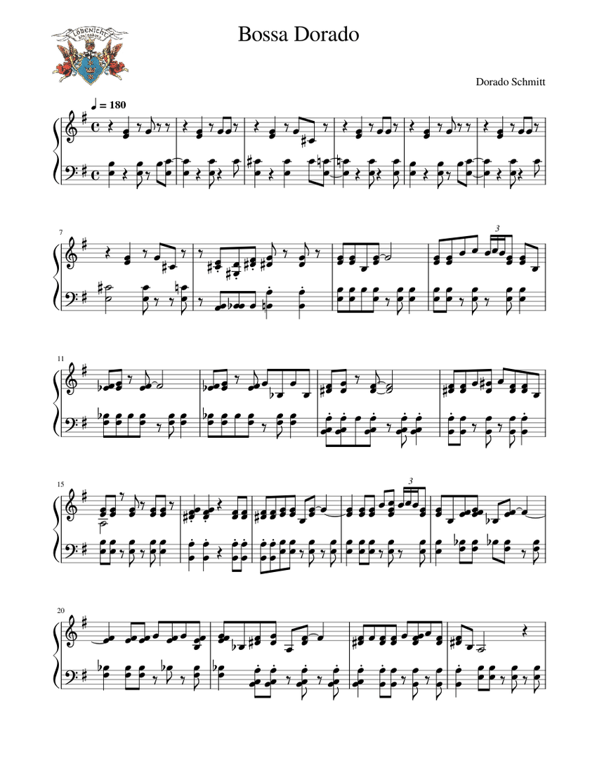 Bossa Dorado - Dorado Schmitt Sheet Music for Piano (Solo) | MuseScore.com