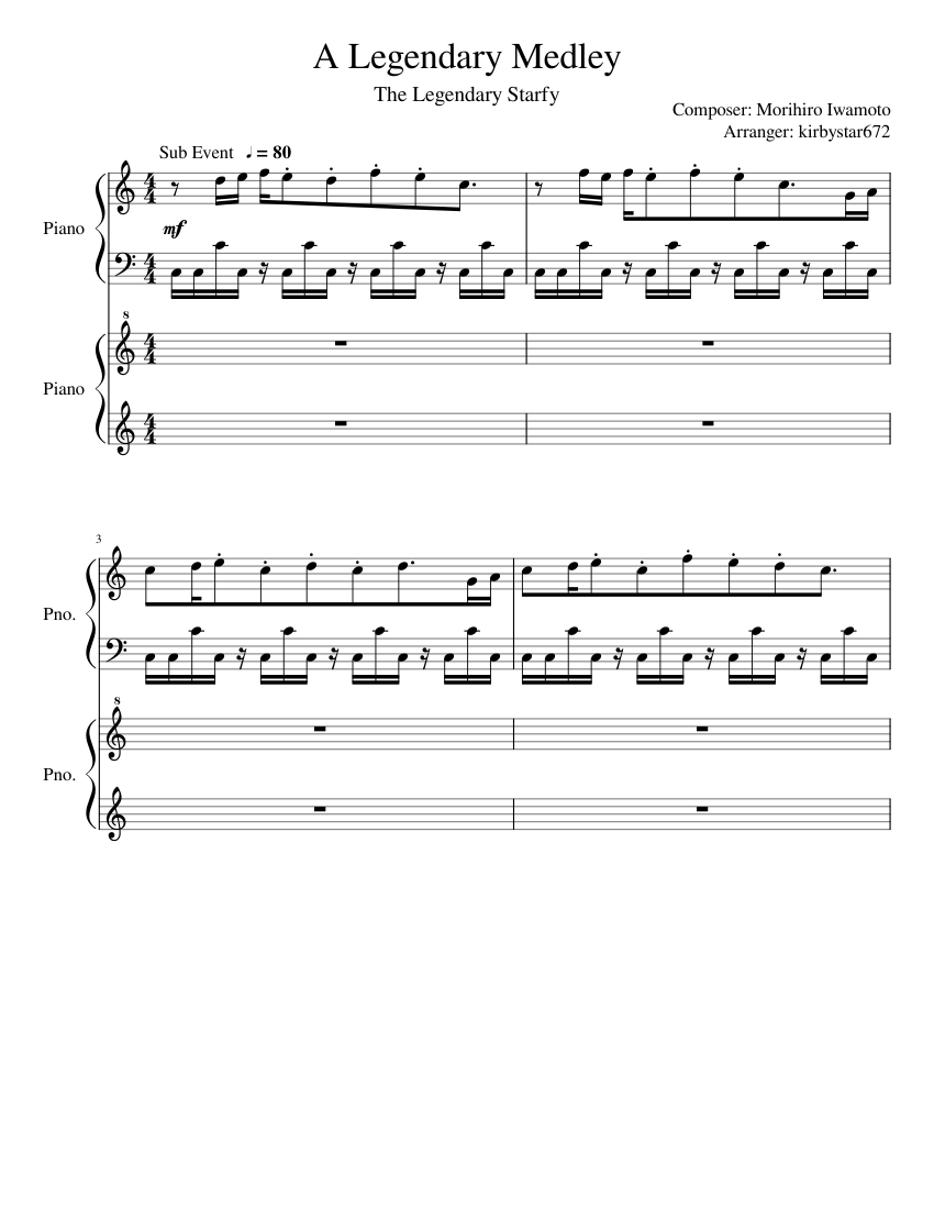 A Legendary Medley Sheet Music for Piano (Piano Duo) | MuseScore.com