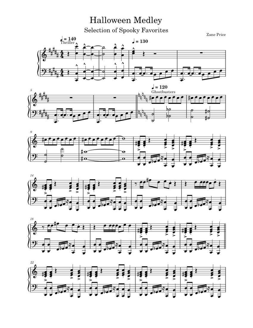 Halloween Medley Sheet Music for Piano (Solo) | MuseScore.com