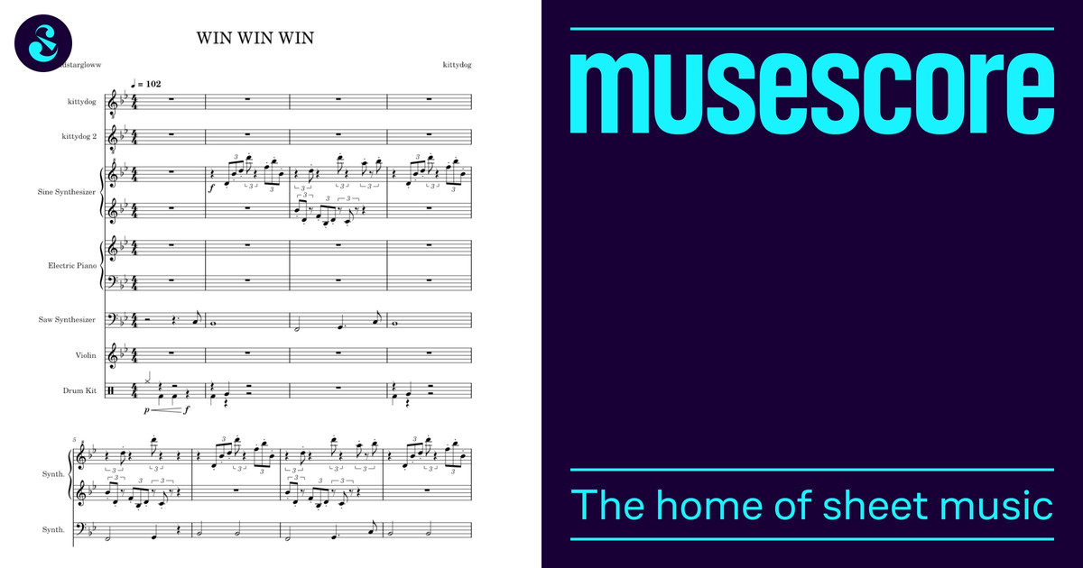 WIN WIN WIN – kittydog Sheet Music for Piano, Violin, Drum group ...