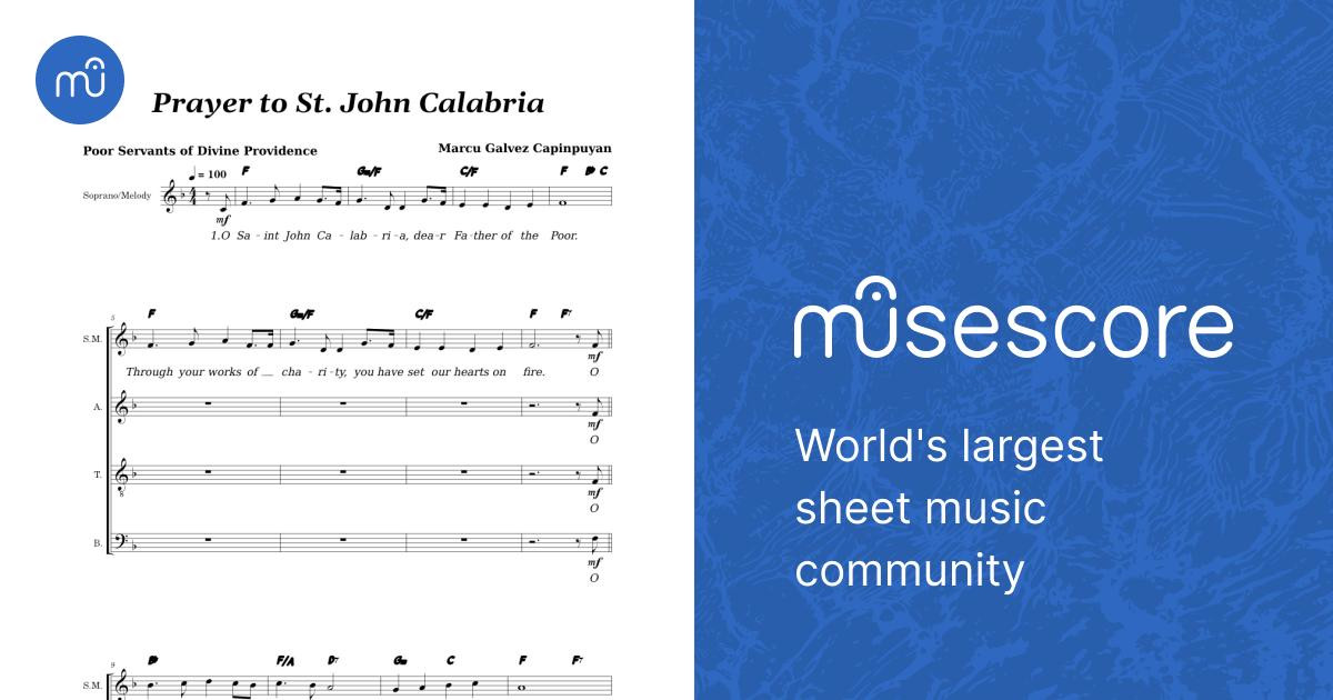 Calabrian Jubilee Hymn - Prayer to St. John Calabria Sheet music for ...