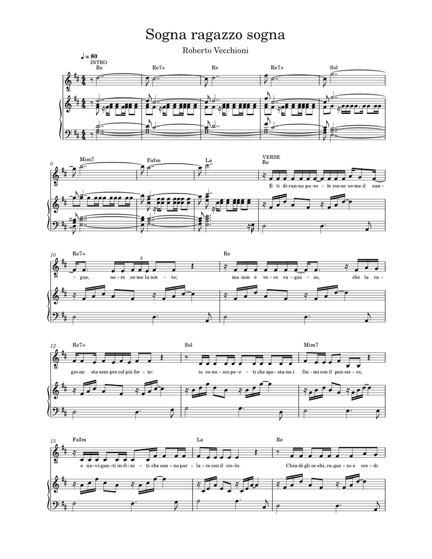 Sogna, ragazzo, sogna – Roberto Vecchioni - piano tutorial